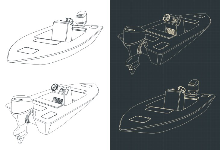 Motor boat drawings Royalty Free Vector Image - VectorStock