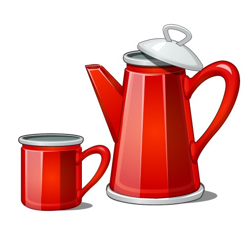 Colorful red cartoon mug of coffee Royalty Free Vector Image