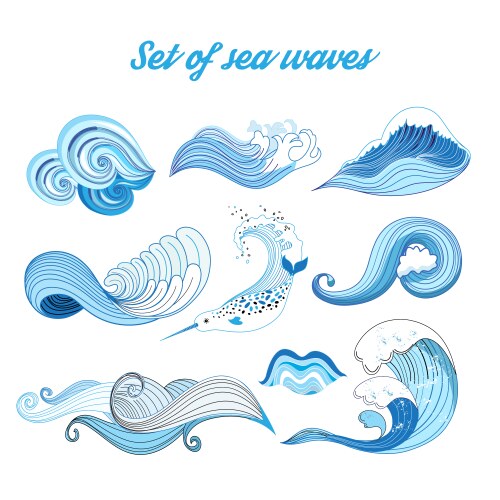 Sea and ocean waves Royalty Free Vector Image - VectorStock