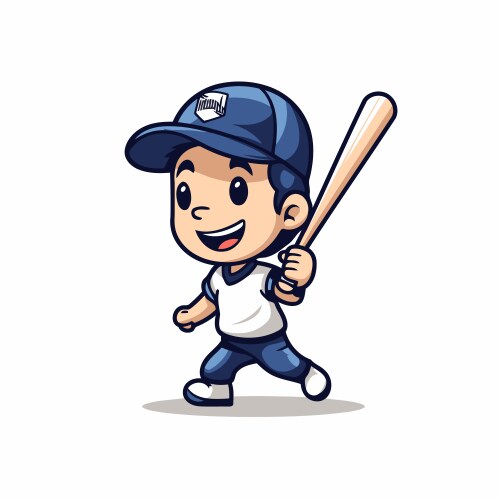 Cute baseball player cartoon character Royalty Free Vector