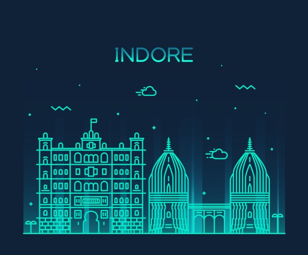 Neon name of indore city in india Royalty Free Vector Image