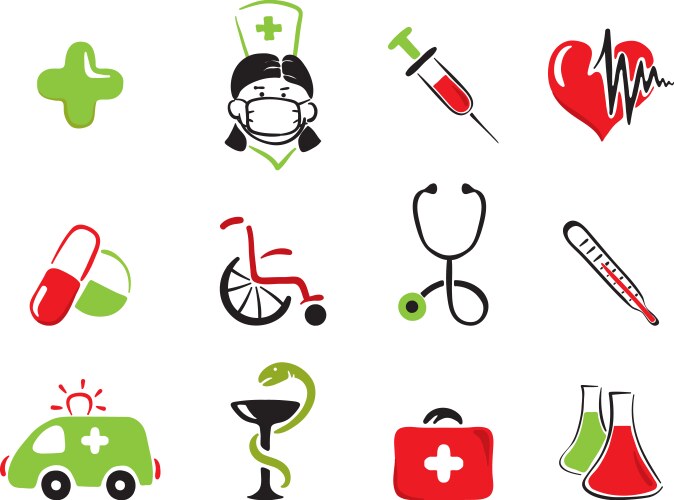 Doctor and medical person cartoon set Royalty Free Vector