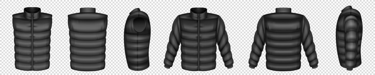 White winter puffer vest sleeveless jacket mockup Vector Image