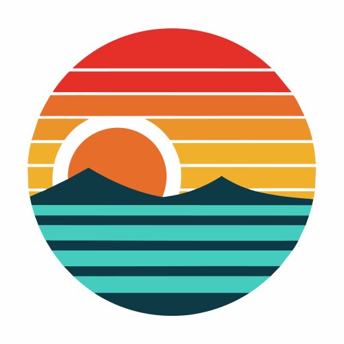 Retro wave pattern with sun vintage and nostalgic Vector Image