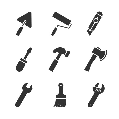 Building tool icon set Royalty Free Vector Image