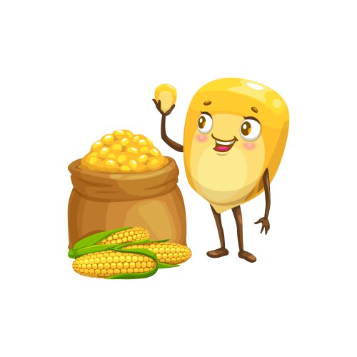 Cute cartoon corn grain isolated on white Vector Image