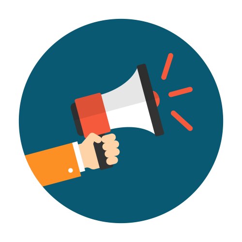 Hand with loudspeaker web notification concept Vector Image