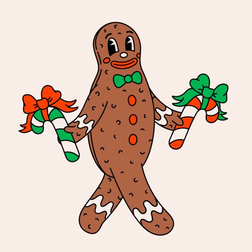 Retro style milk box and gingerbread man cartoon Vector Image