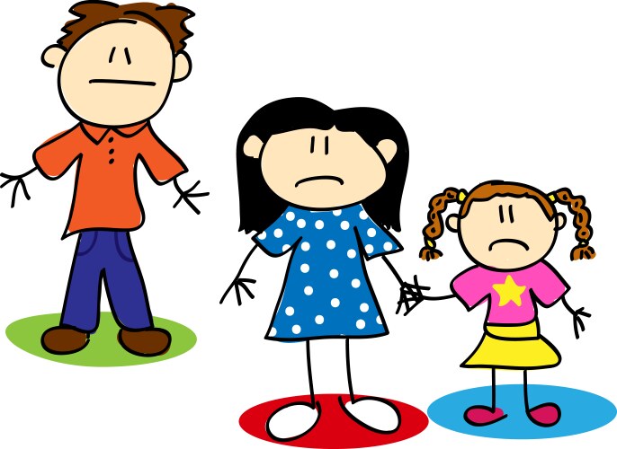 Stick figure black family Royalty Free Vector Image