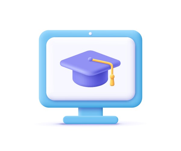 Graduation cap displaying on a computer monitor Vector Image