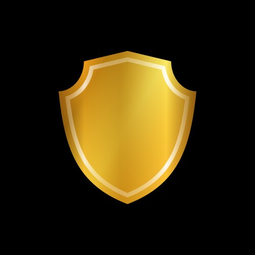 Shield and ribbon in bright gold Royalty Free Vector Image