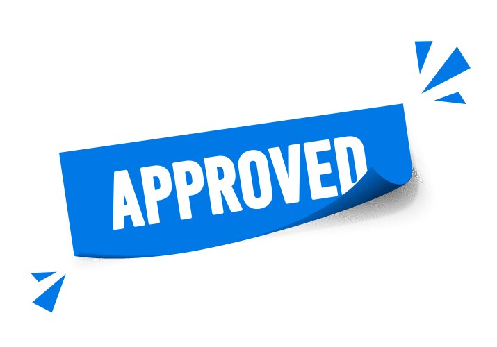 Blue modern label with thumb up and text follow us