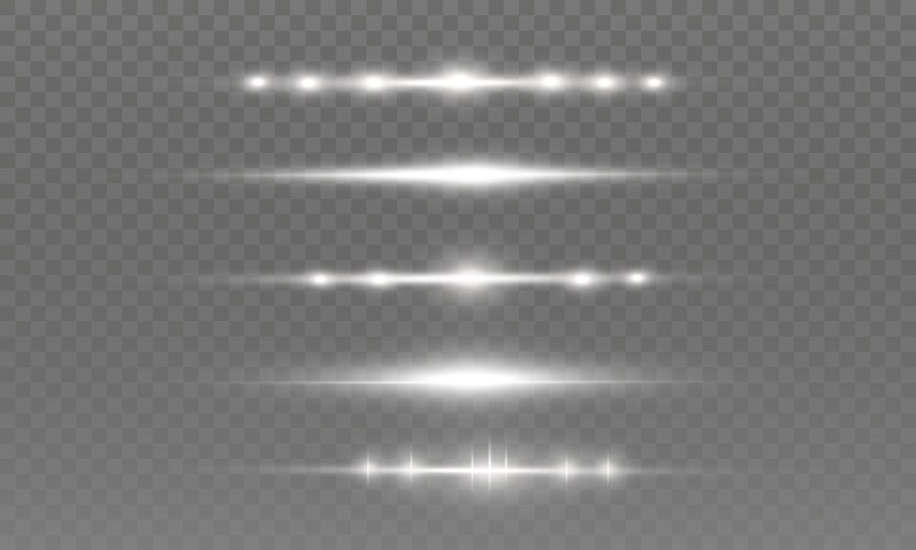Horizontal light rays glow white line beams Vector Image