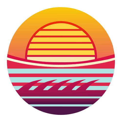 Retro wave pattern with sun vintage and nostalgic Vector Image