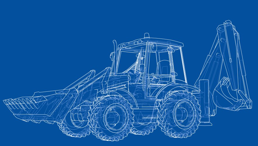 Sketch of loading shovel with back actor Vector Image