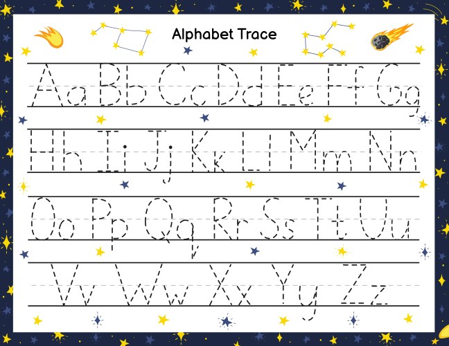 Trace shapes activity page for kids tracing Vector Image