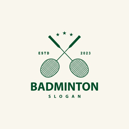 Badminton logo simple racket design Royalty Free Vector