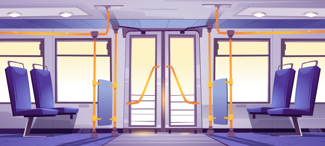 Bus interior with empty yellow seats Royalty Free Vector