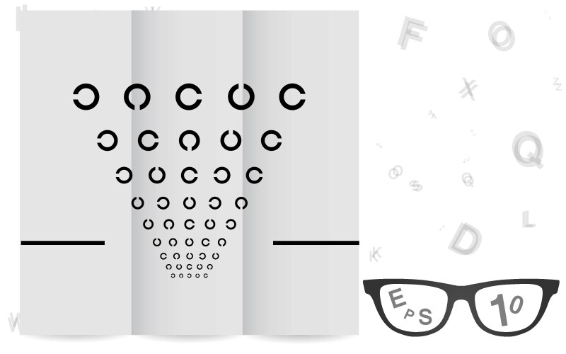 Female ophthalmologist with eye chart flat line Vector Image
