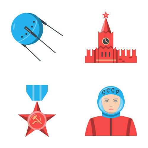 Ussr symbols flat icon set Royalty Free Vector Image