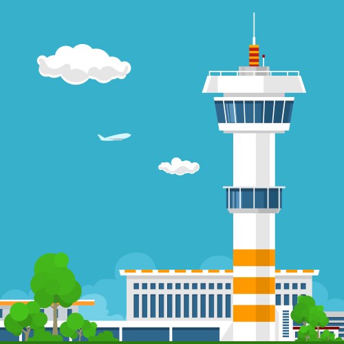 Airport control tower terminal building Royalty Free Vector