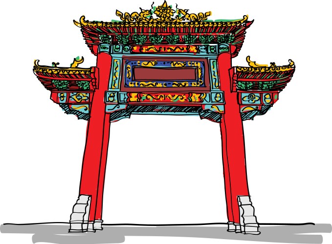 Chinese gate Royalty Free Vector Image - VectorStock