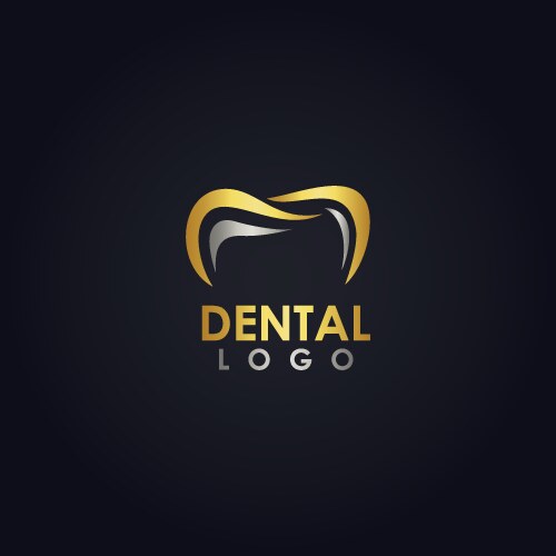Dental tooth sign gold logo Royalty Free Vector Image