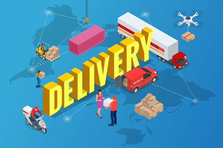 Concept of services in delivery goods world Vector Image