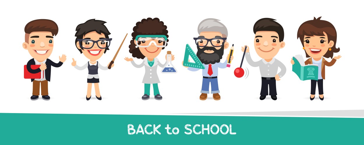 Cartoon kids english teacher Royalty Free Vector Image