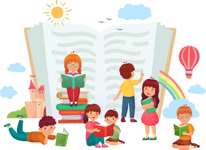 Children Reading Books - Icon Set – Royalty-Free Vector | VectorStock