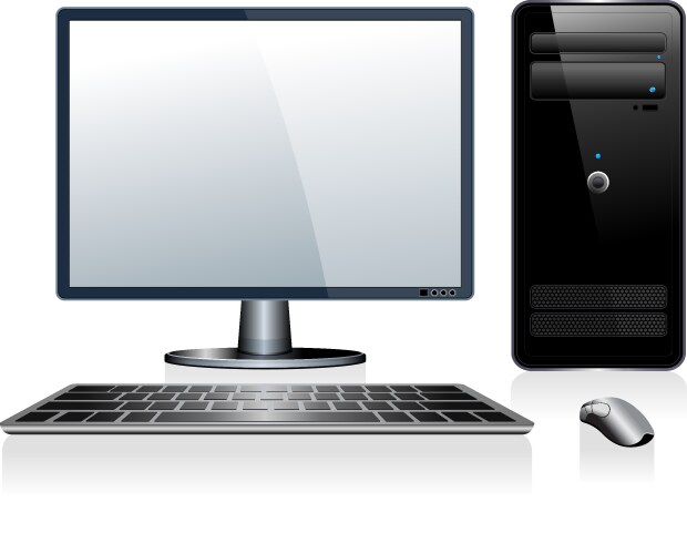 Happy cartoon desktop computer Royalty Free Vector Image