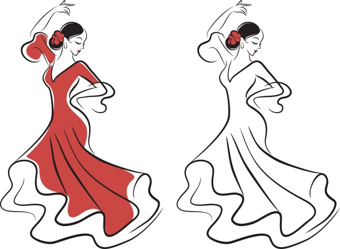 Flamenco dancer sketch line art – Royalty-Free Vector | VectorStock