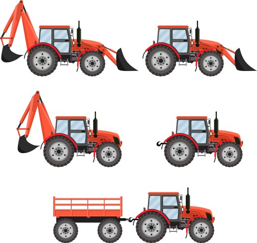 Blue tracktor and bulldozer Royalty Free Vector Image