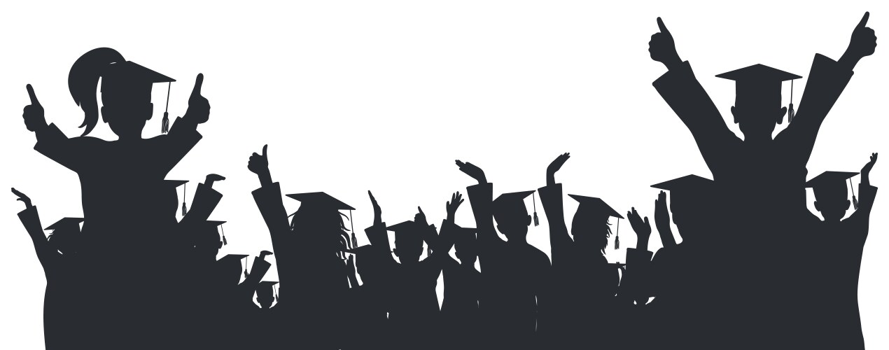 Happy crowd of graduates children Royalty Free Vector Image