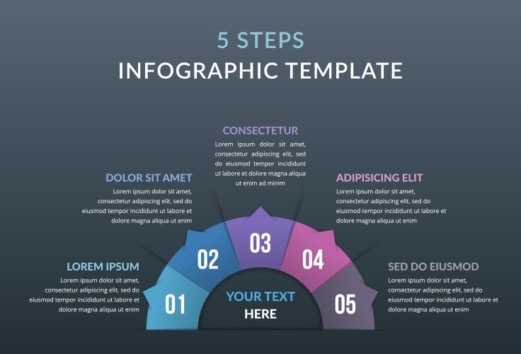 Infographic template with 5 gears Royalty Free Vector Image