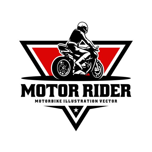 Biker riding motorcycle logo Royalty Free Vector Image