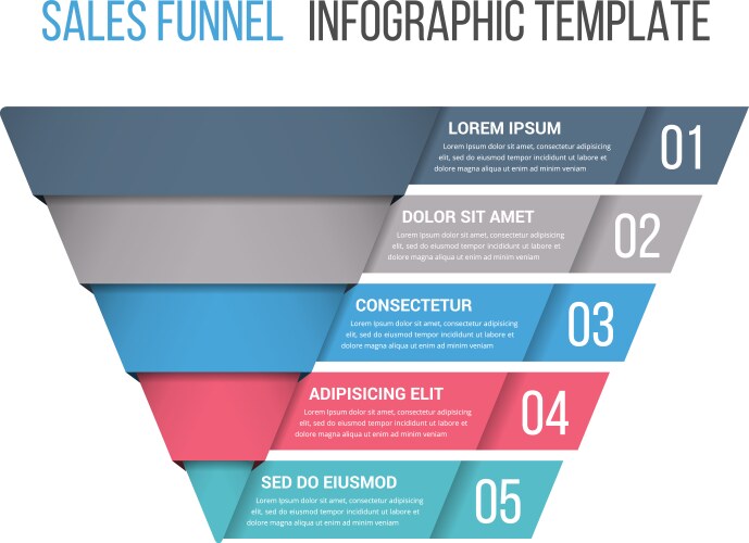 Funnel diagram template Royalty Free Vector Image