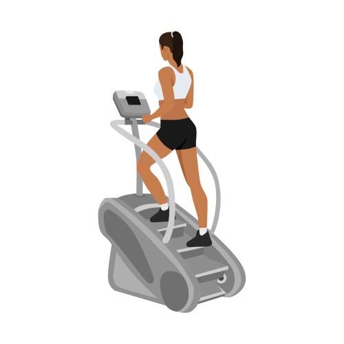 Woman character doing cardio stair master Vector Image