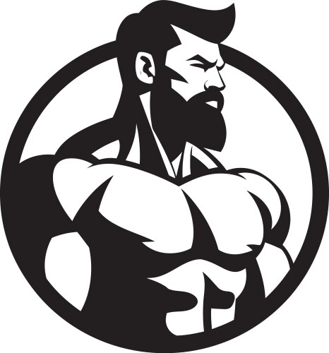 Mighty muscle fusion black logo icon Royalty Free Vector
