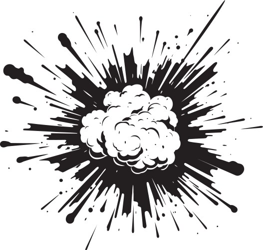 Dynamic detonation cartoon black blast Royalty Free Vector