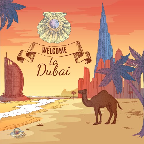 Welcome to dubai background Royalty Free Vector Image