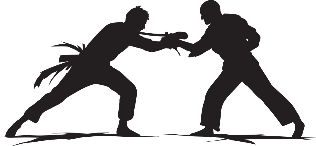 Rivalry showdown black logo of fighters Royalty Free Vector
