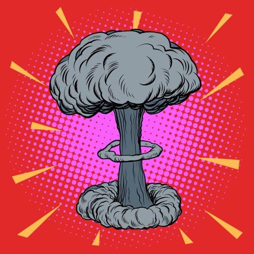 Nuclear explosion cartoon Royalty Free Vector Image