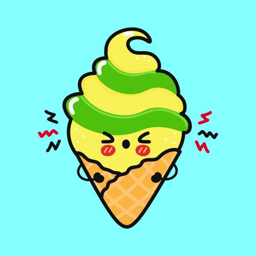 Angry ice cream character hand drawn cartoon Vector Image