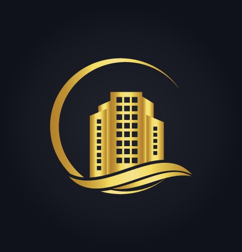 Gold building house logo Royalty Free Vector Image