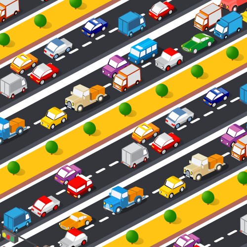 Traffic jams on a city landscape background scene Vector Image