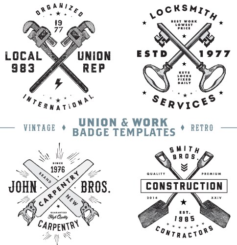 Set of vintage carpentry design elements Vector Image