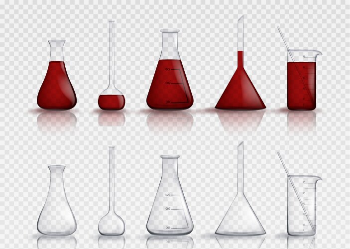 Realistic lab glassware set Royalty Free Vector Image
