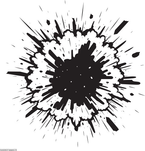 Dynamic detonation cartoon black blast Royalty Free Vector