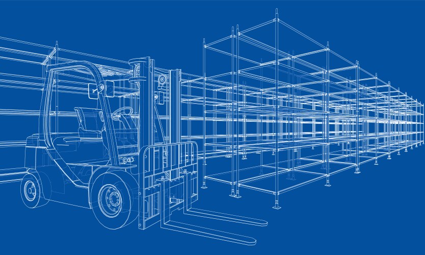 Warehouse shelves and forklift Royalty Free Vector Image